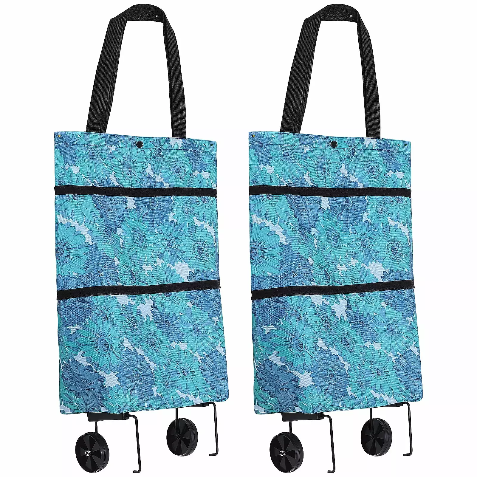 2 Pcs Travel-friendly Tug Bag Foldable Grocery Bags Wagons Carts ...
