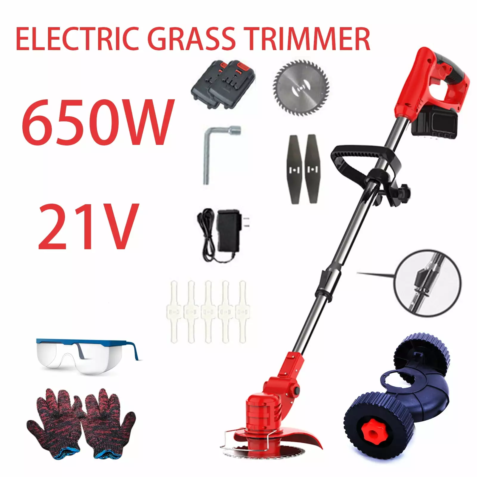 21V 650W Electric Weed Lawn Edger Eater Cordless Grass Trimmer Weed ...