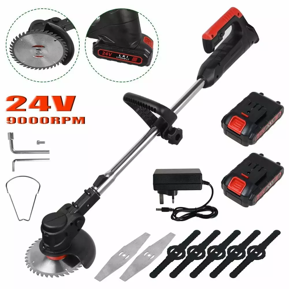 24V Cordless Electric Strimmer Grass Trimmer Weed Cutter Garden Edger ...