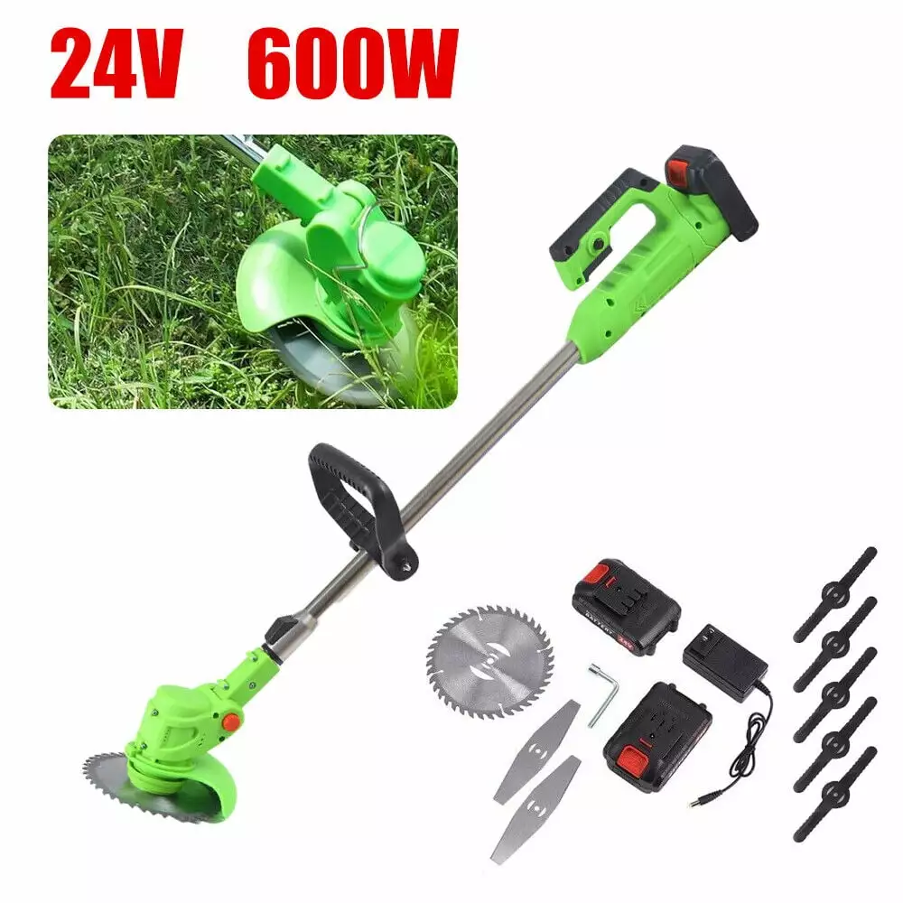 24V Cordless Electric Strimmer Grass Trimmer Weed Cutter Garden Edger ...