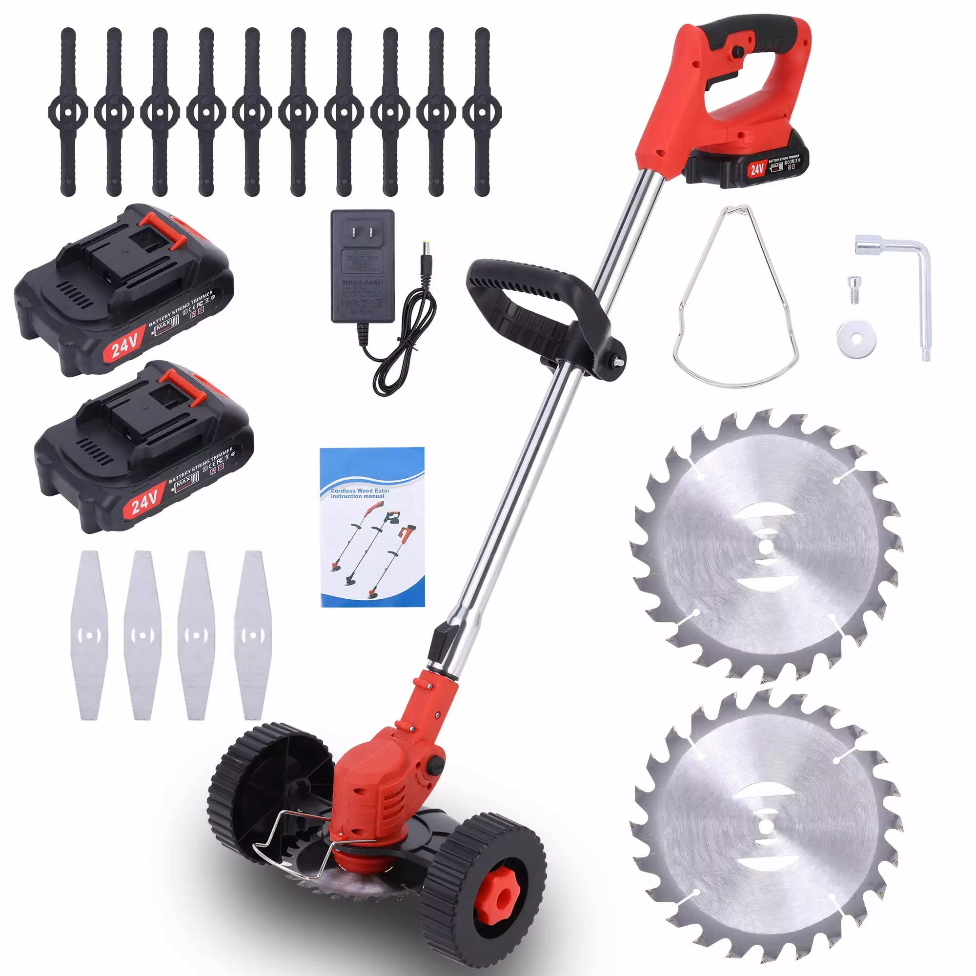 24V Electric Cordless Yard Grass Trimmer Lawn Cutter Mower Weed Eater ...