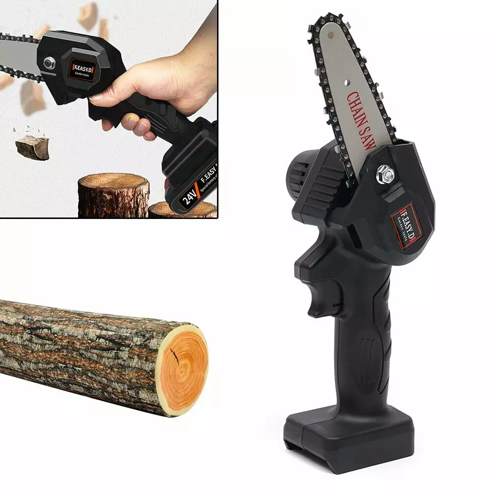 4 Handheld Electric Saw Cordless Chain Saw Wood Tree Branch Cutter 24V ...