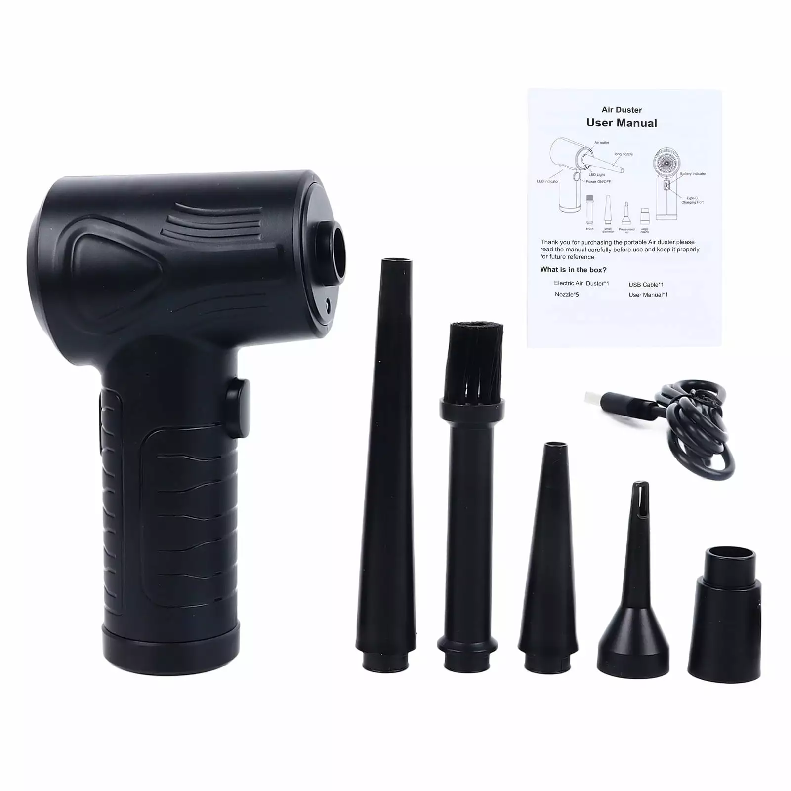 5500pa Compressed Air Duster 3 Levels Adjustment Rechargeable Cordless ...