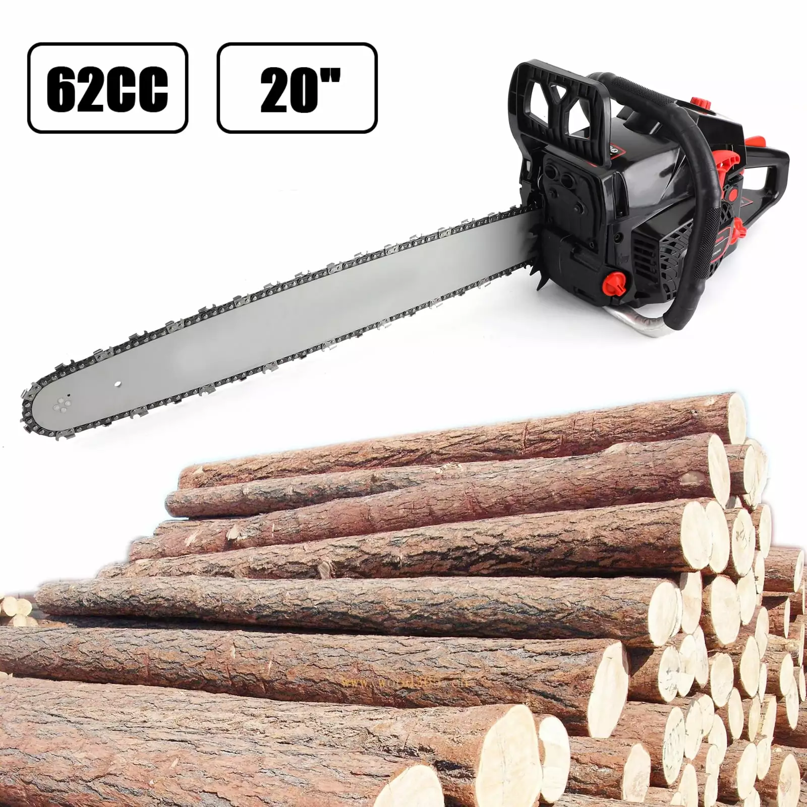 62cc Chainsaw 20 Bar Powered Engine 2 Cycle Gasoline Chain Saw Red ...