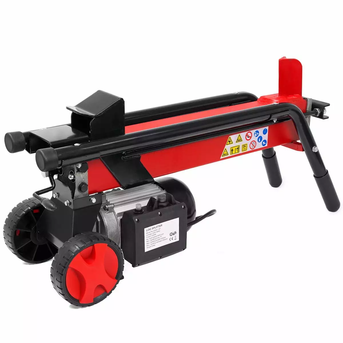 7 Ton Electrical Hydraulic Log Splitter Cutter 7 Mobile Wheels Red ...