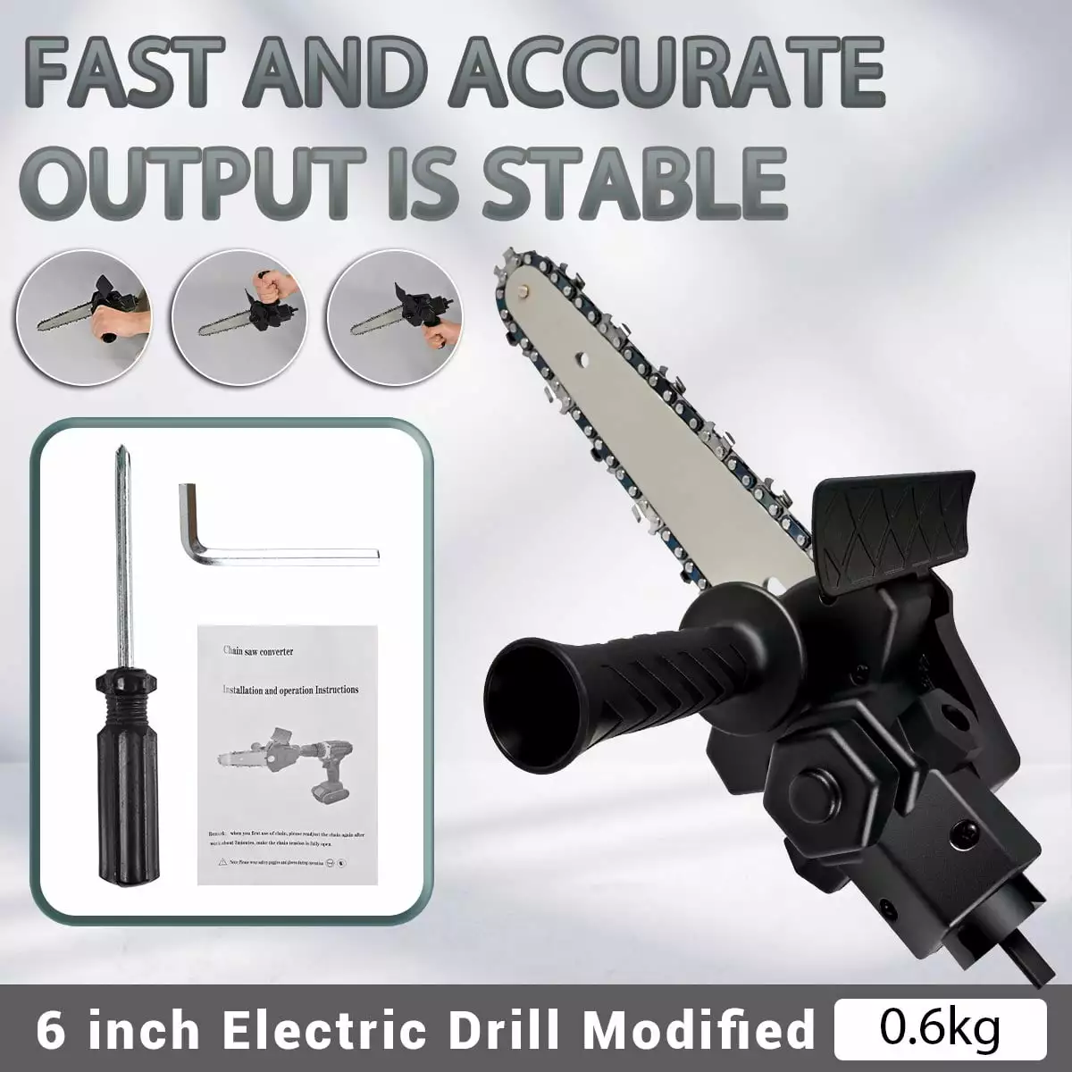 ALLTIMES 4'' Electric Drill Modified To Electric Chainsaw Saw Power ...