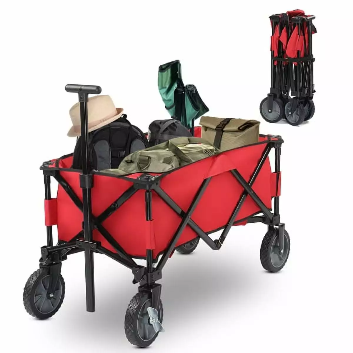 Al Fresco Collapsible Beach Wagon Cart Heavy Duty 150lbs. Garden Wagon ...