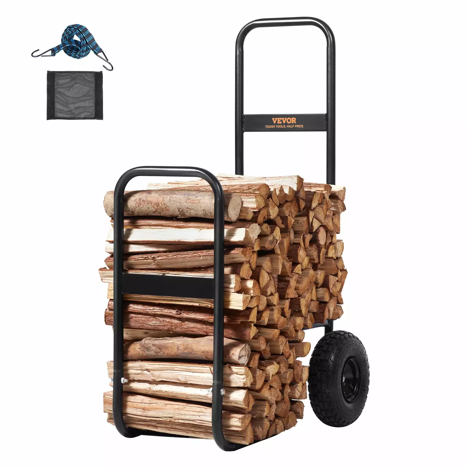 BENTISM Firewood Log Cart Wood Mover Hauler 250lbs Capacity On Rubber ...