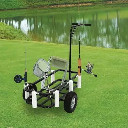 Beach Fishing Cart. Outdoor Fishing Cart With Fishing Rod Holders ...