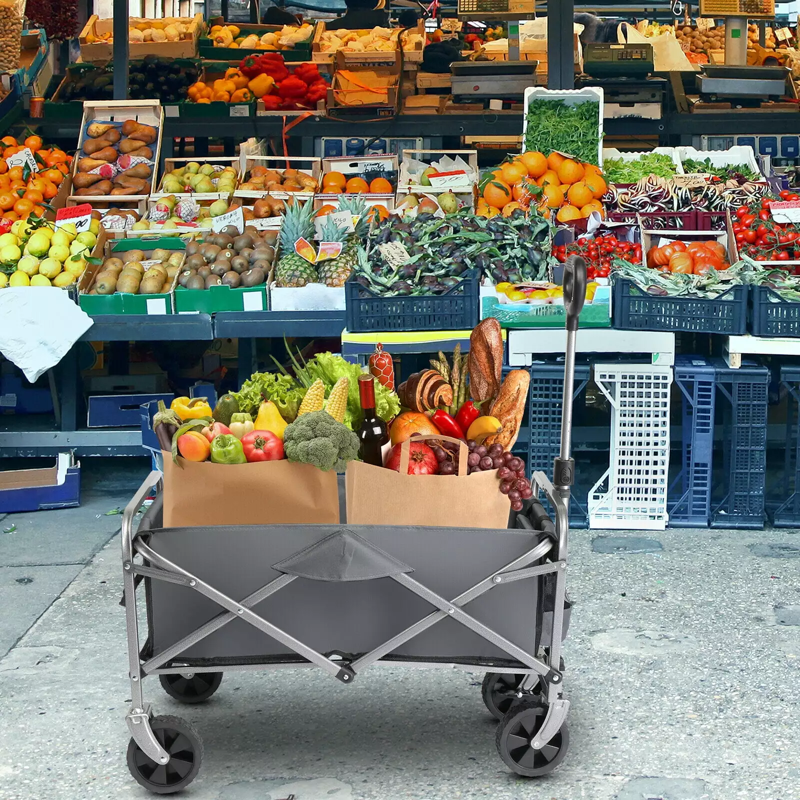 Collapsible Folding Wagon Cart Portable Camping Utility Wagon For ...