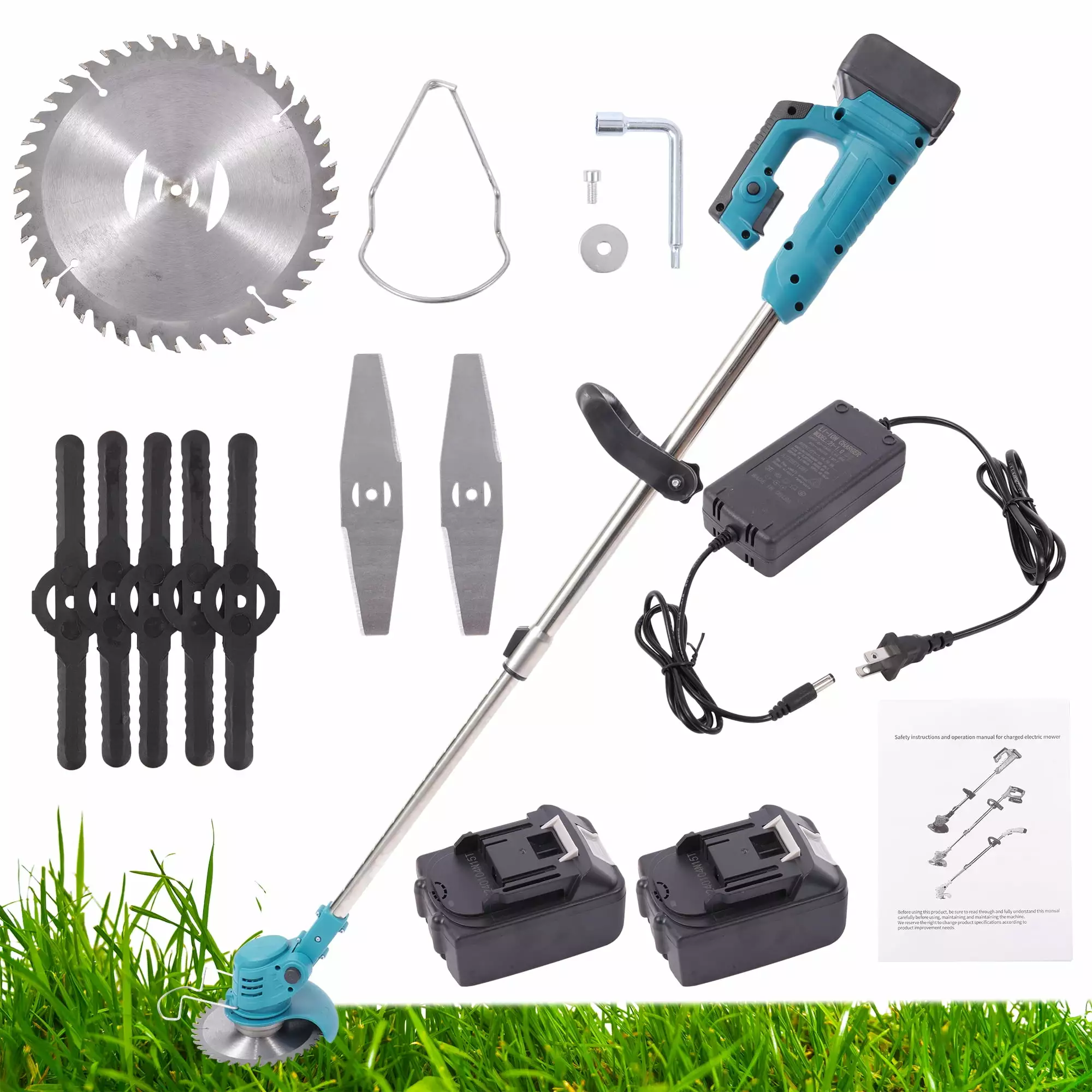 Cordless Grass String Trimmer Cutter Electric Weed Eater Lawn Edger W ...