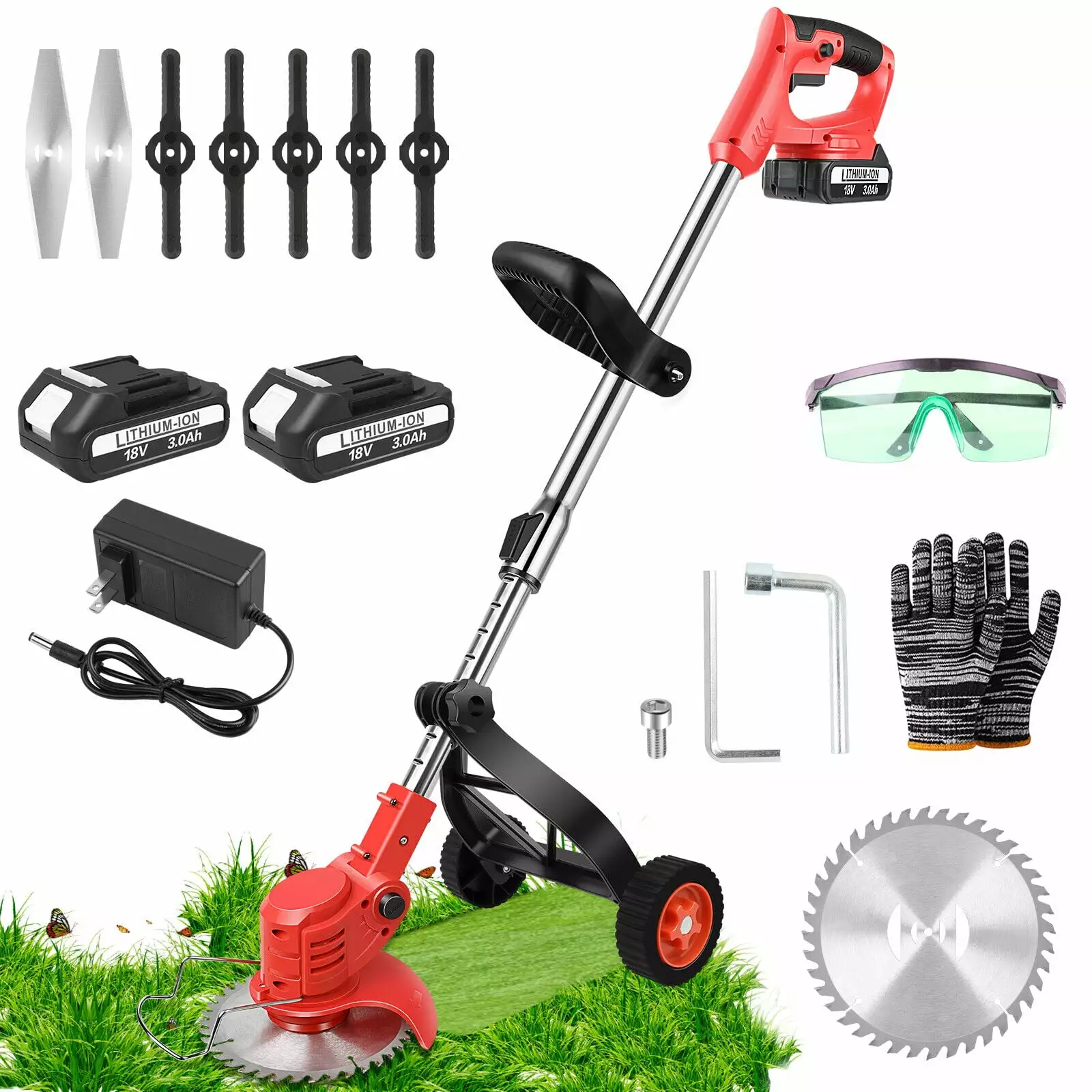 Cordless Grass String Trimmer Electric Weed Lawn Eater Edger Yard ...