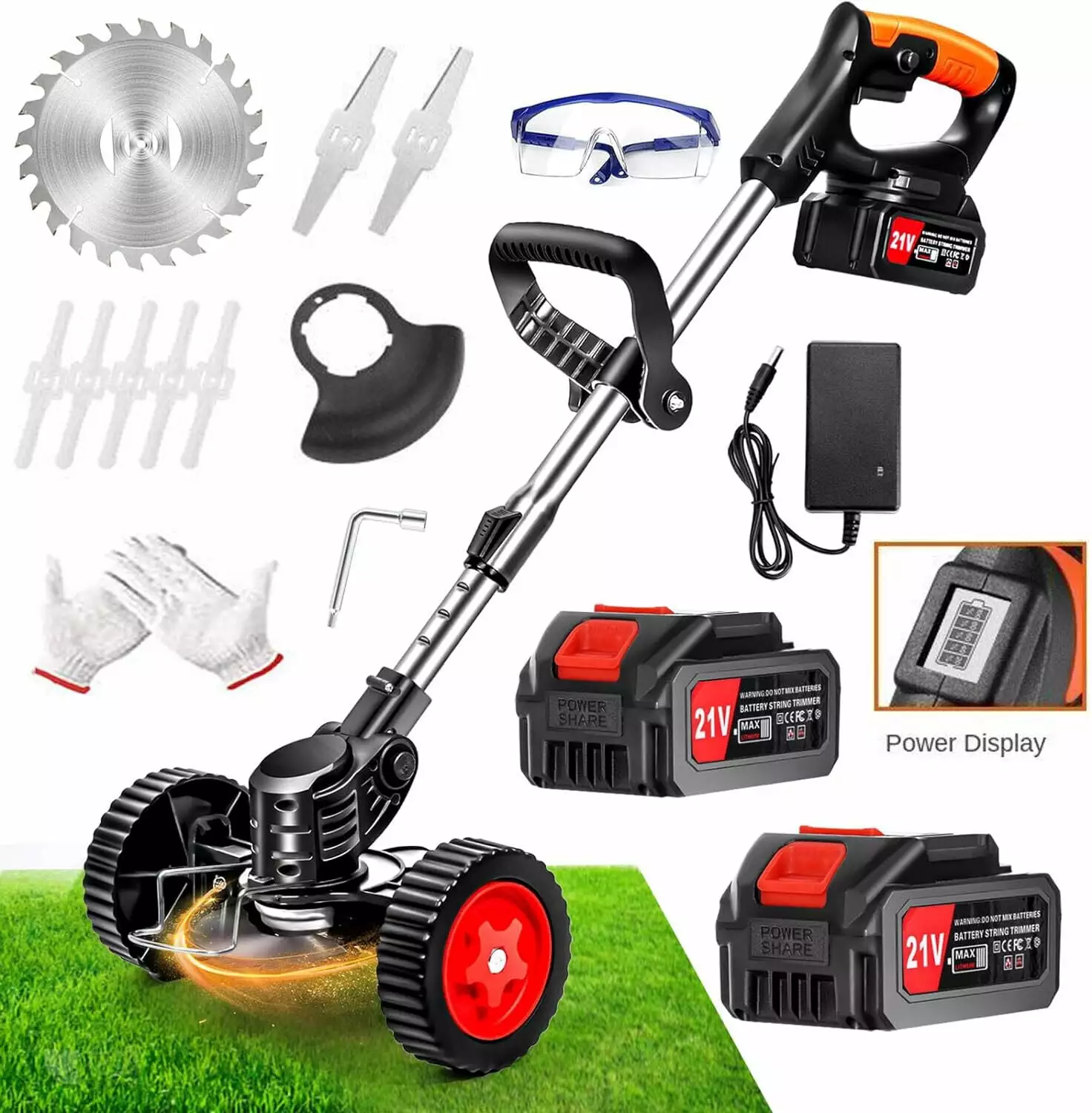 Cordless Weed Eater Electric Brush Cutter 2500W - Lawn Edger Grass ...