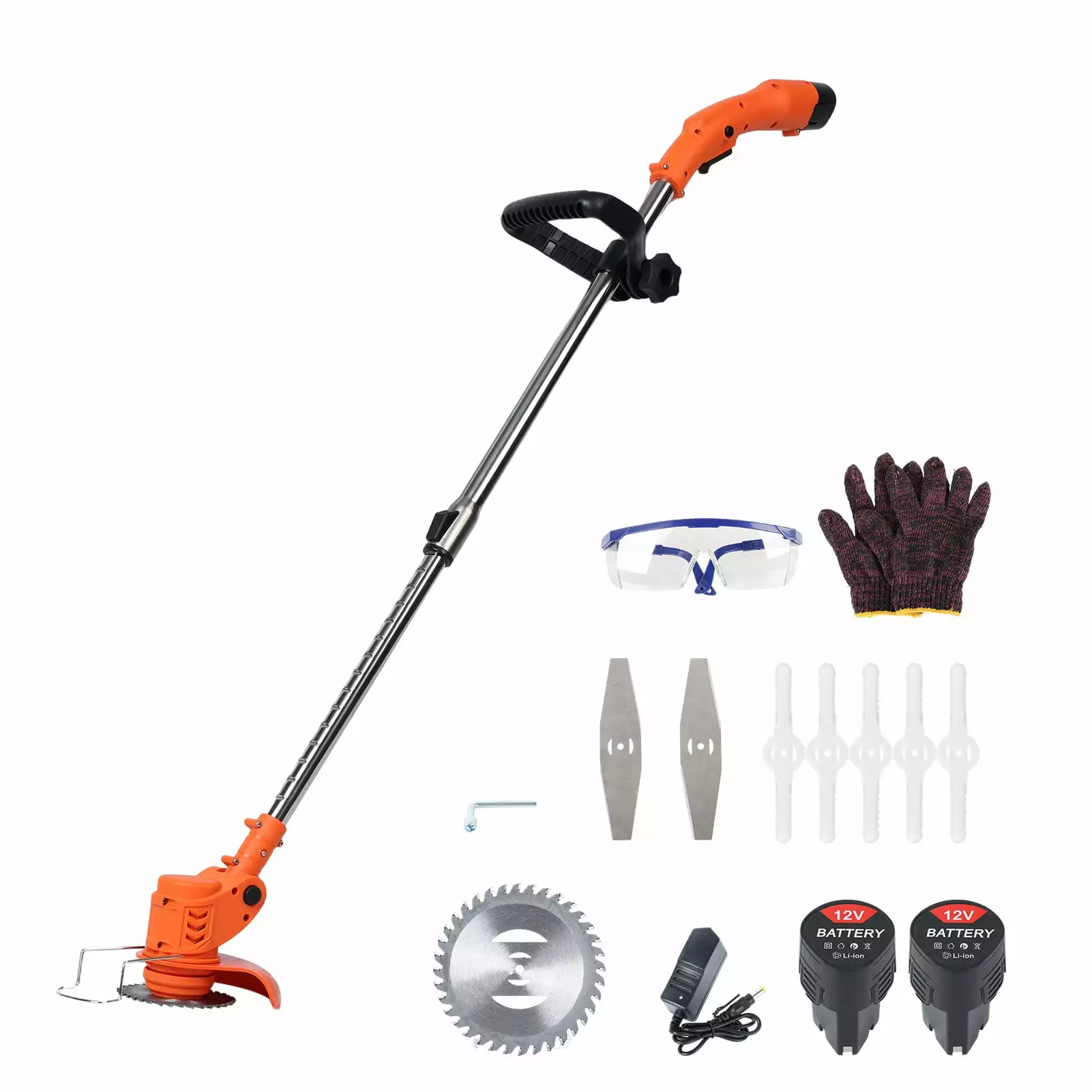 Cordless Weed Wacker.12V Electric Grass Trimmer Rechargeable With 3 ...