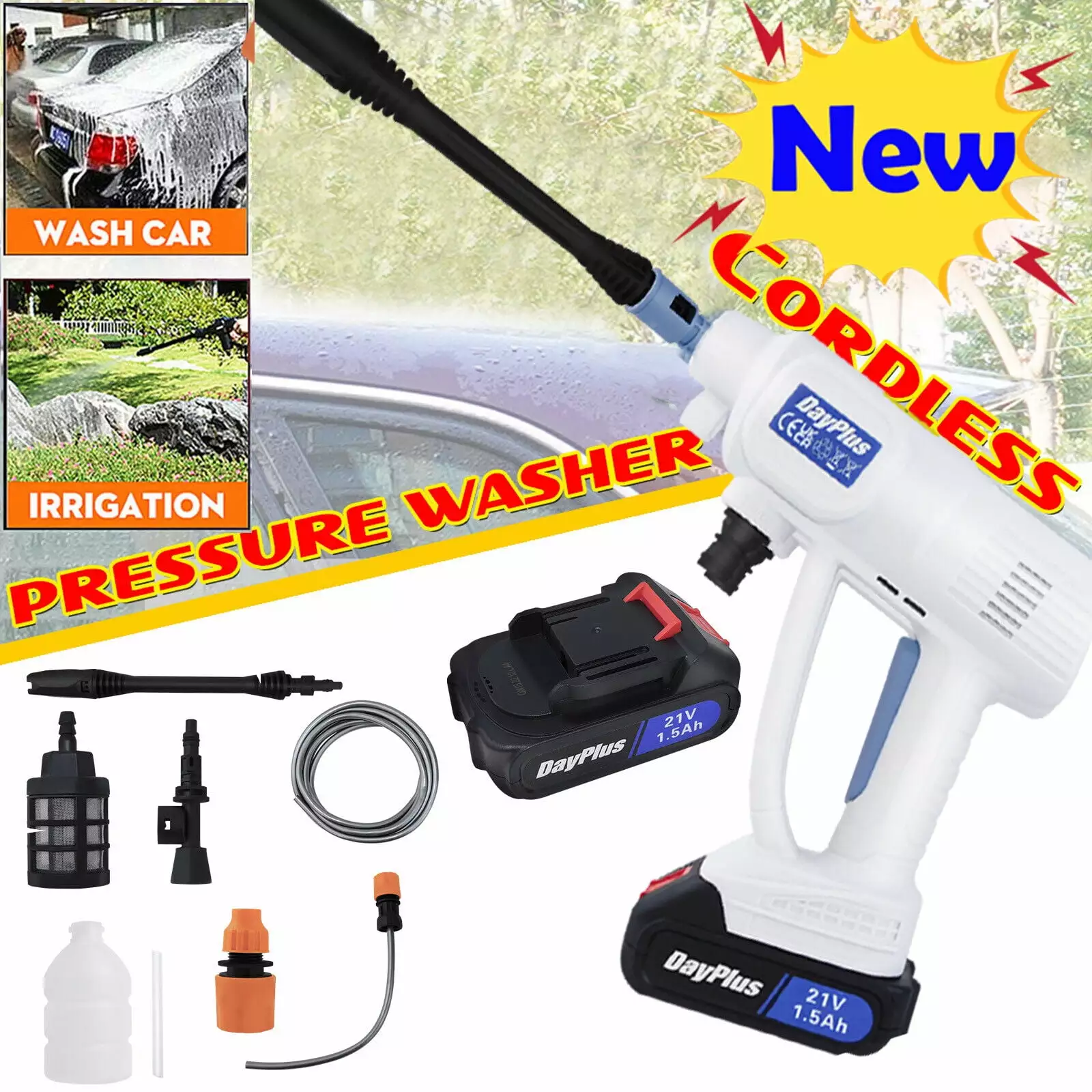 Dayplus Car Pressure Washer Electric Gun Travel-friendly Cordless High ...
