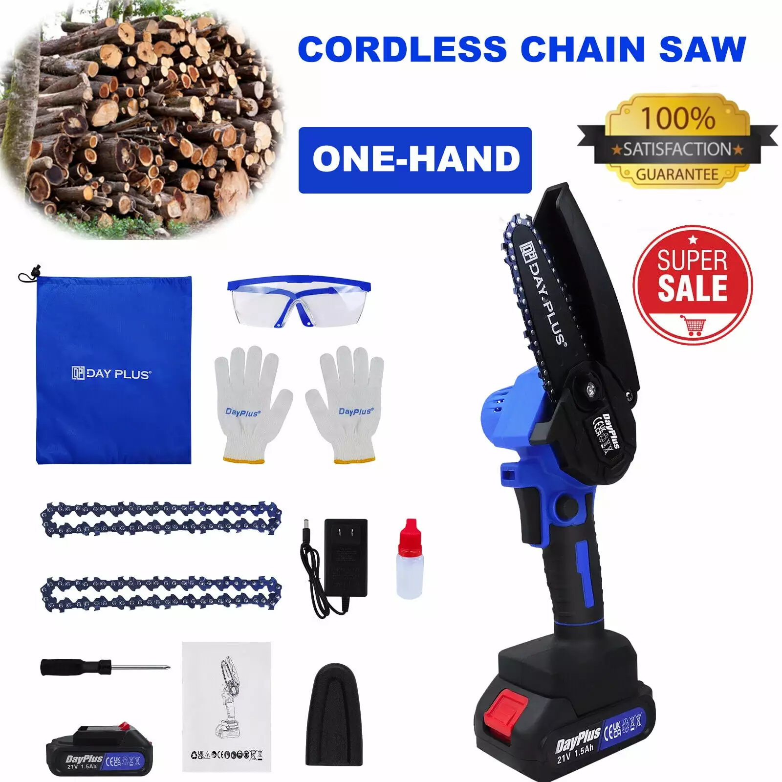 Dayplus Mini Cordless Chainsaw 4 Travel-friendly Battery Powered ...
