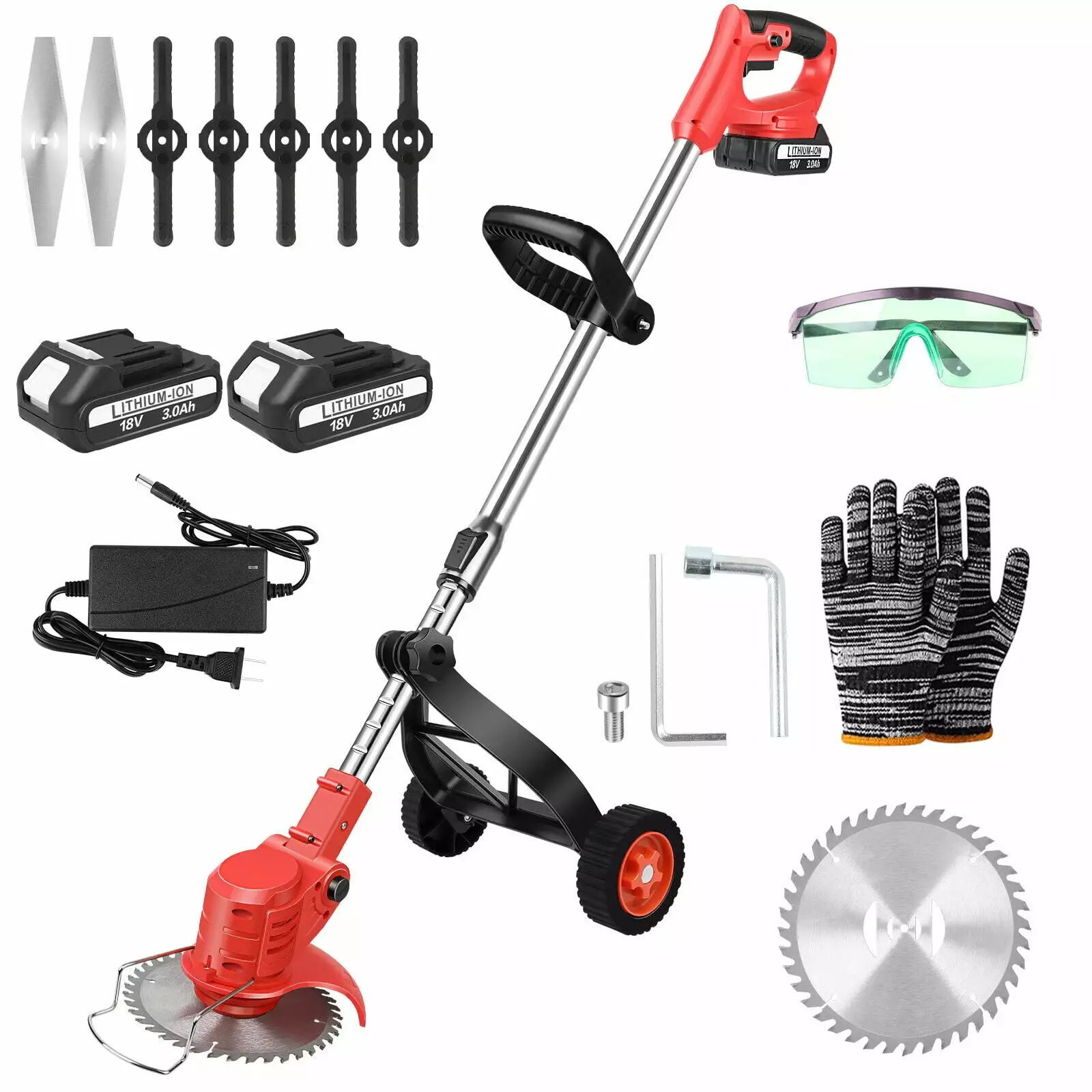 Electric Cordless Grass String Trimmer Lawn Edger Weed Cutter+2 ...