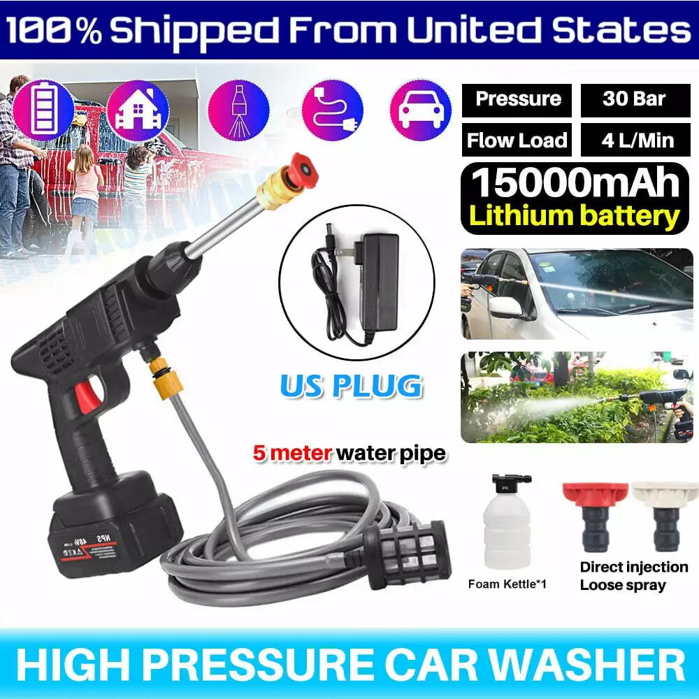 Electric High Pressure Washer. Car Wash Tool. Cordless Vehicle Cleaning ...