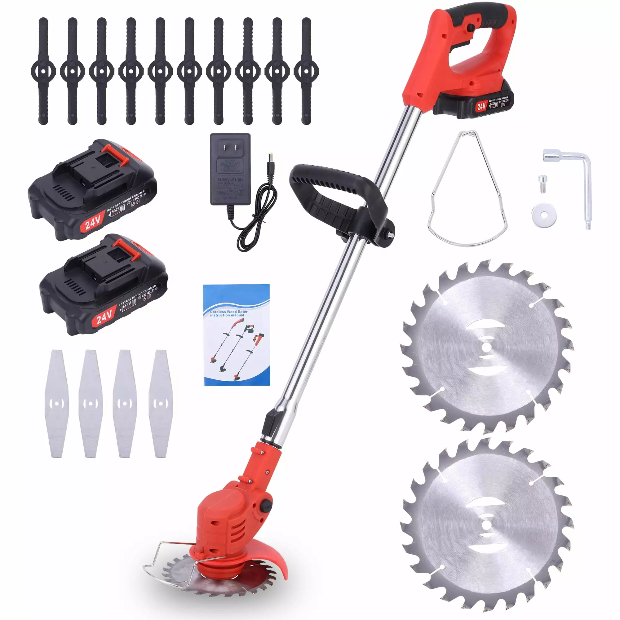 Electric Weed Eater Lawn Edger Cordless Grass String Trimmer Cutter + 2 ...
