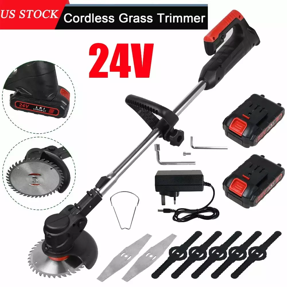 Electric Weed Lawn Edger Eater Cordless Grass String Trimmer Cutter + 2 ...