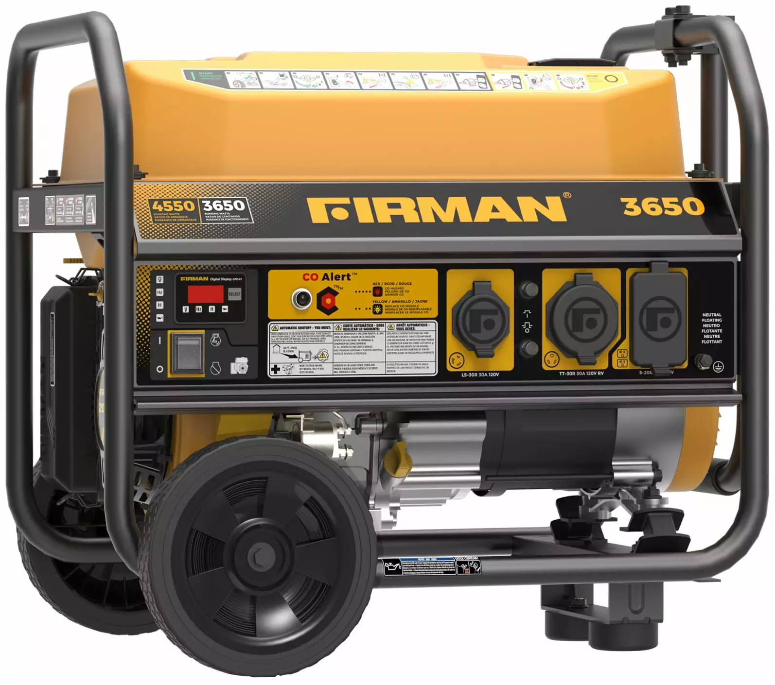 FIRMAN P03613 4550/3650 Watt Gas Travel-friendly Generator Equipped ...