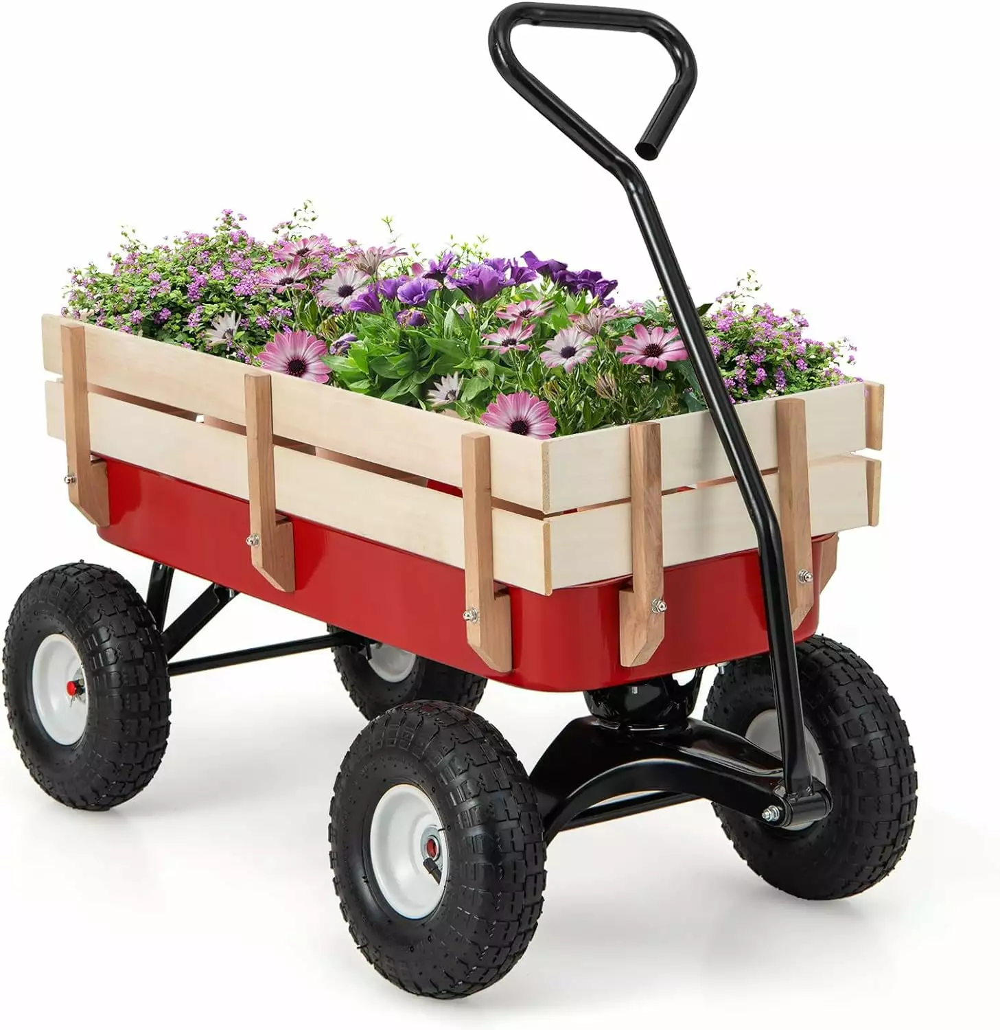 Giantex All Terrain Cargo Wagon Wood Railing Kids Children Garden Air ...