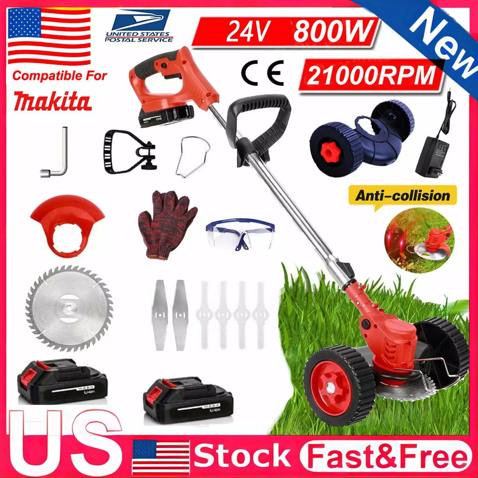 Grass Trimmer Cordless Electric Weed Eaters Weed Trimmer.Weed Lawn Edge ...