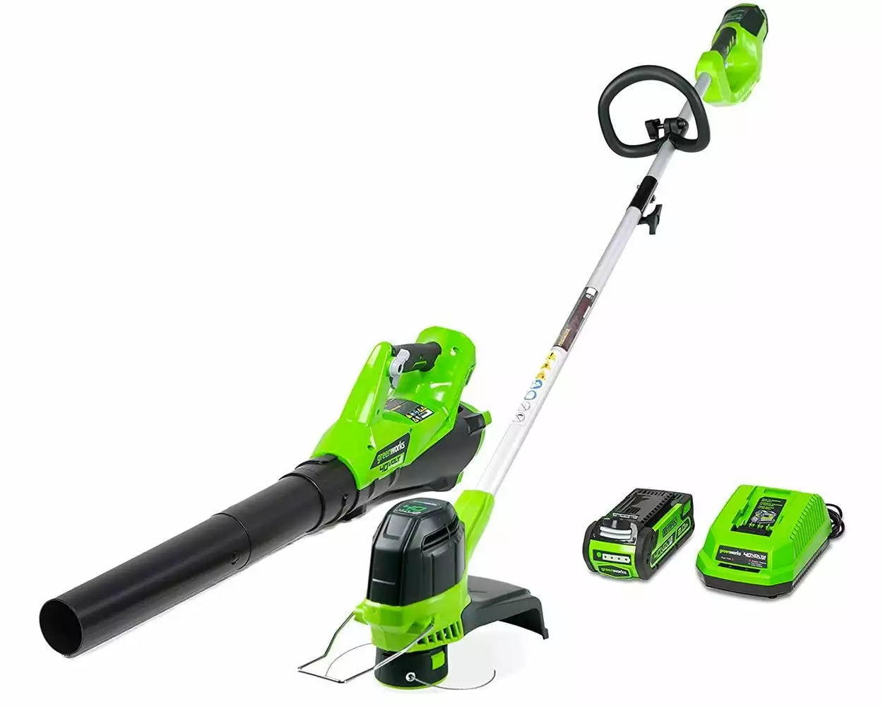 Greenworks 40V String Trimmer/Leaf Blower Combo With (1) 2.0 Ah Battery ...