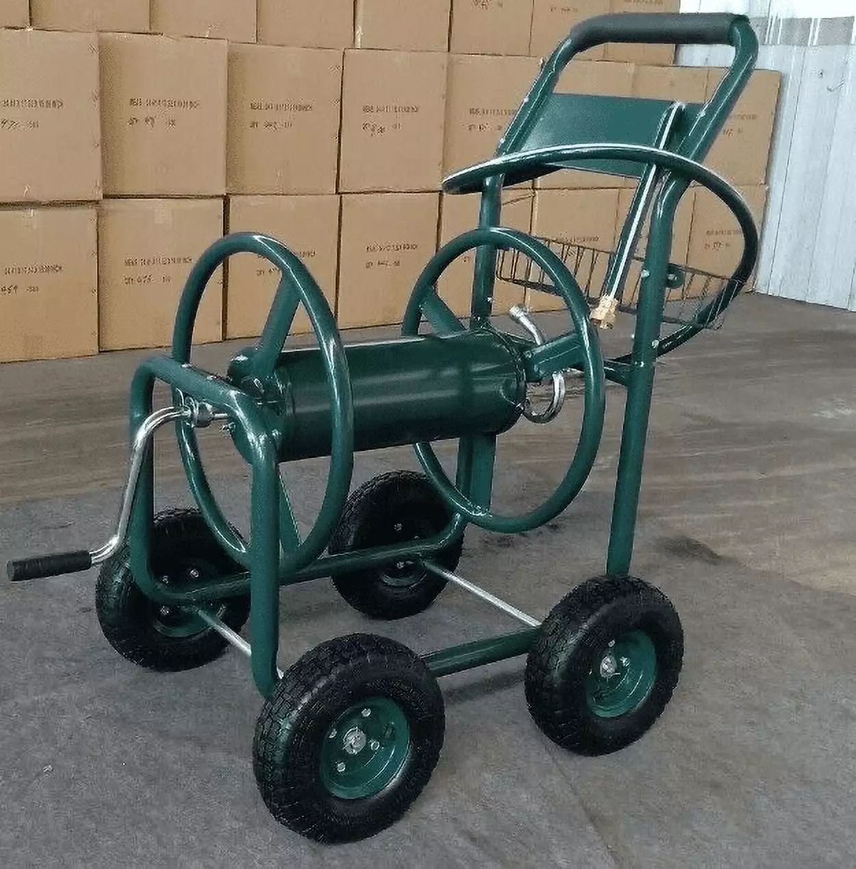 Heavy Duty Green Rolling Planting Garden Cart With Steel Water Hose ...