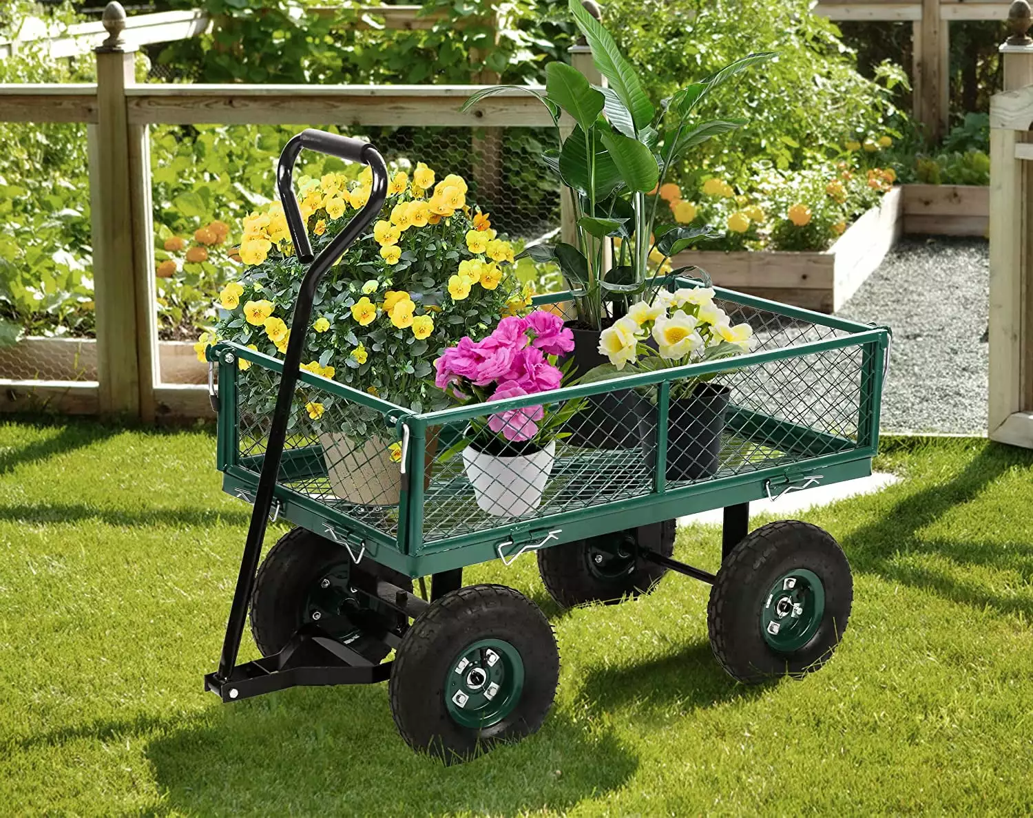 Heavy Duty Steel Garden Carts 400lb Weight Capacity Yard Dump Wagon ...