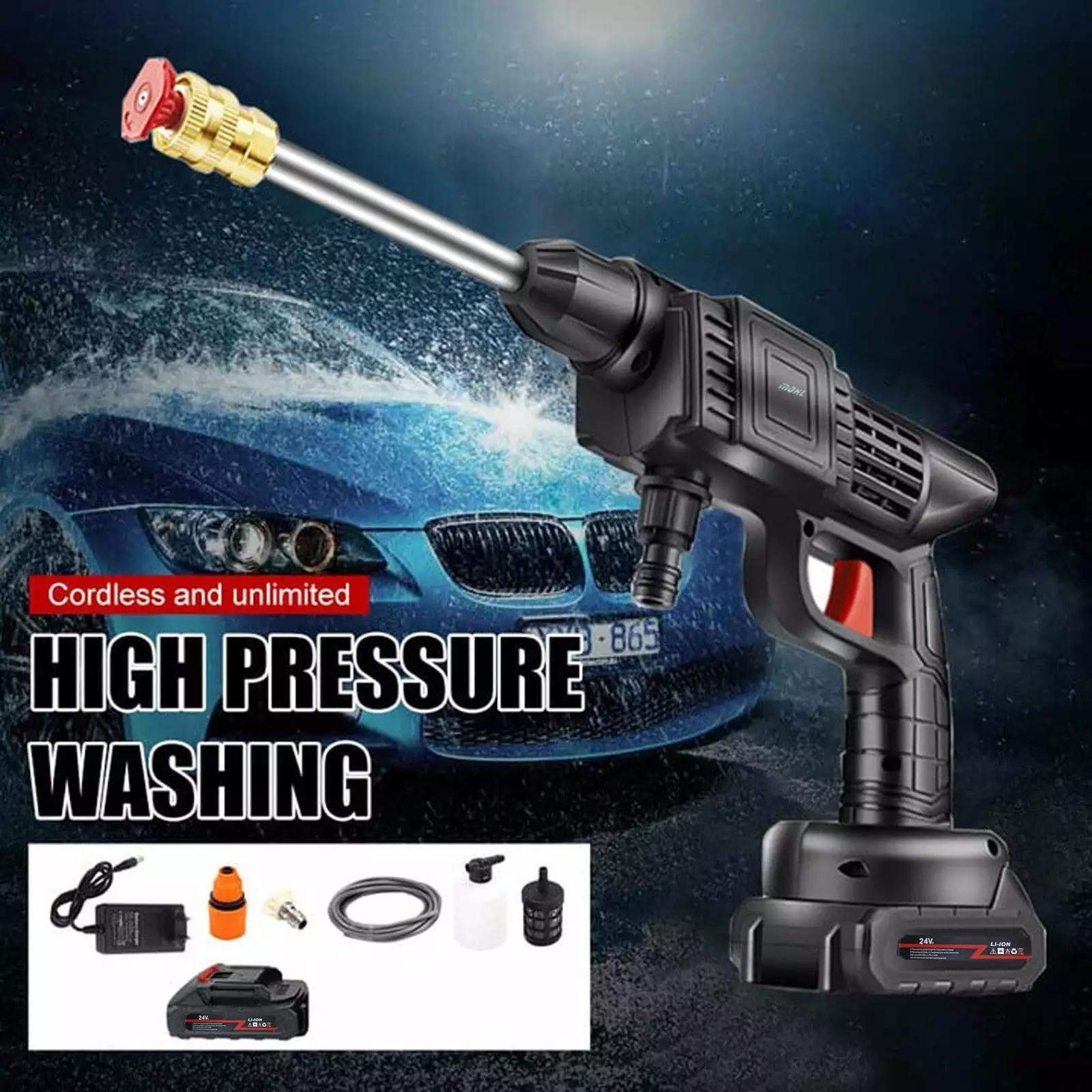 Herunwer Home Lithium Electric Car Wash Water Spray Travel-friendly ...