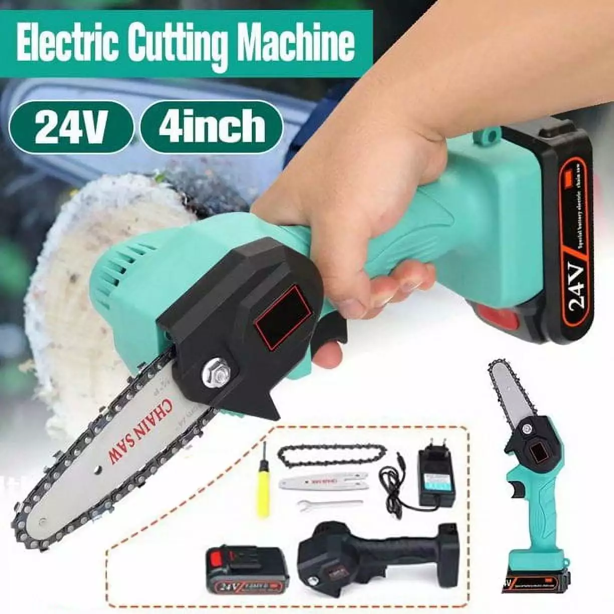 Kiboule 4 Inch Mini Saw . Cordless Electric Hand Chainsaw Battery ...