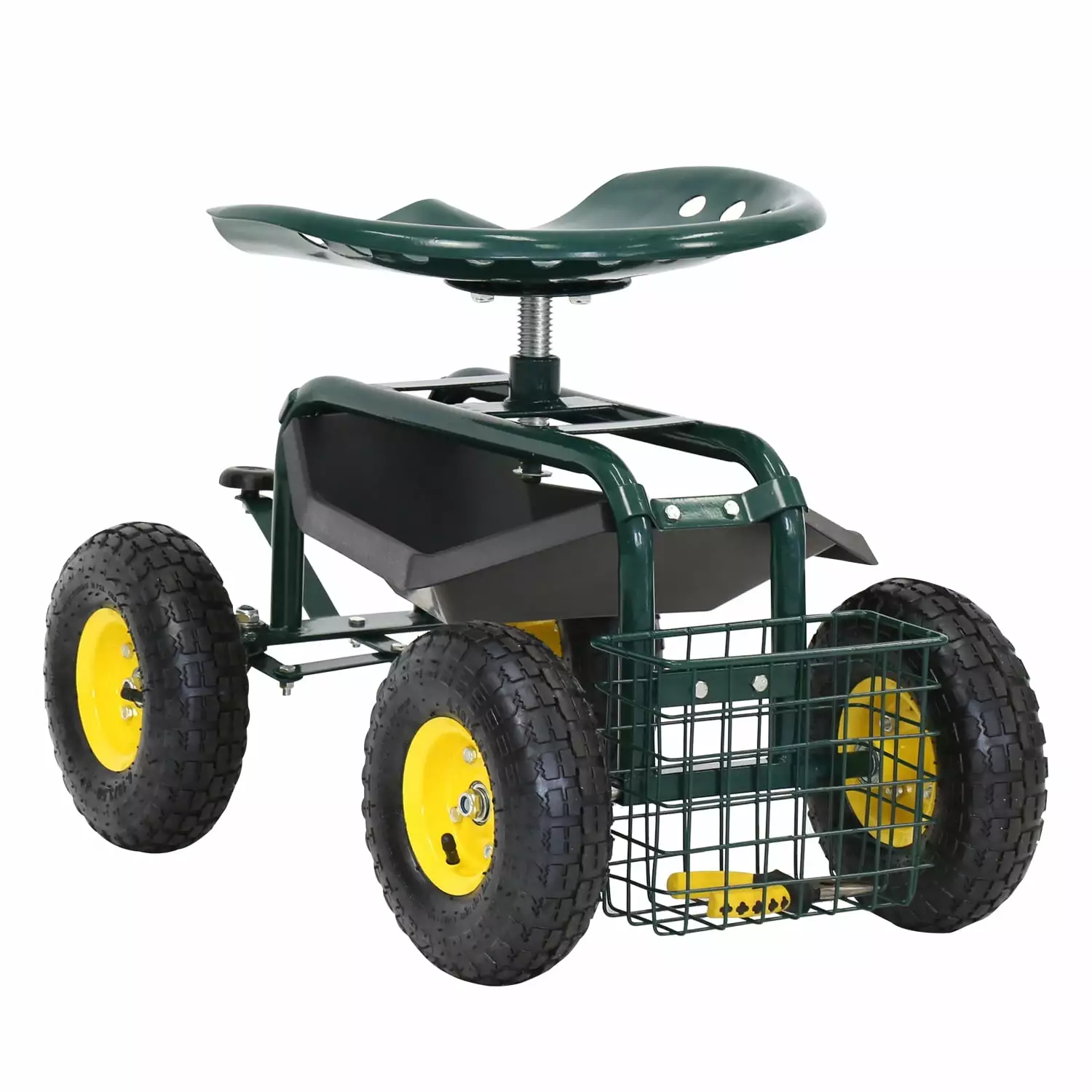 Kinbor Garden Cart Rolling Work Seat With Tool Tray Heavy Duty ...
