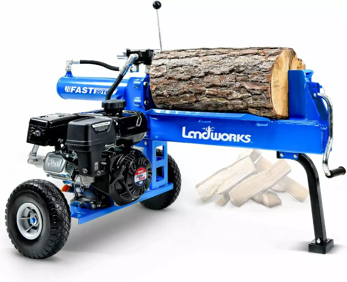 Landworks Gas Log Splitter - 7HP 209CC. 20 Ton Hydraulic System. 16 Max ...