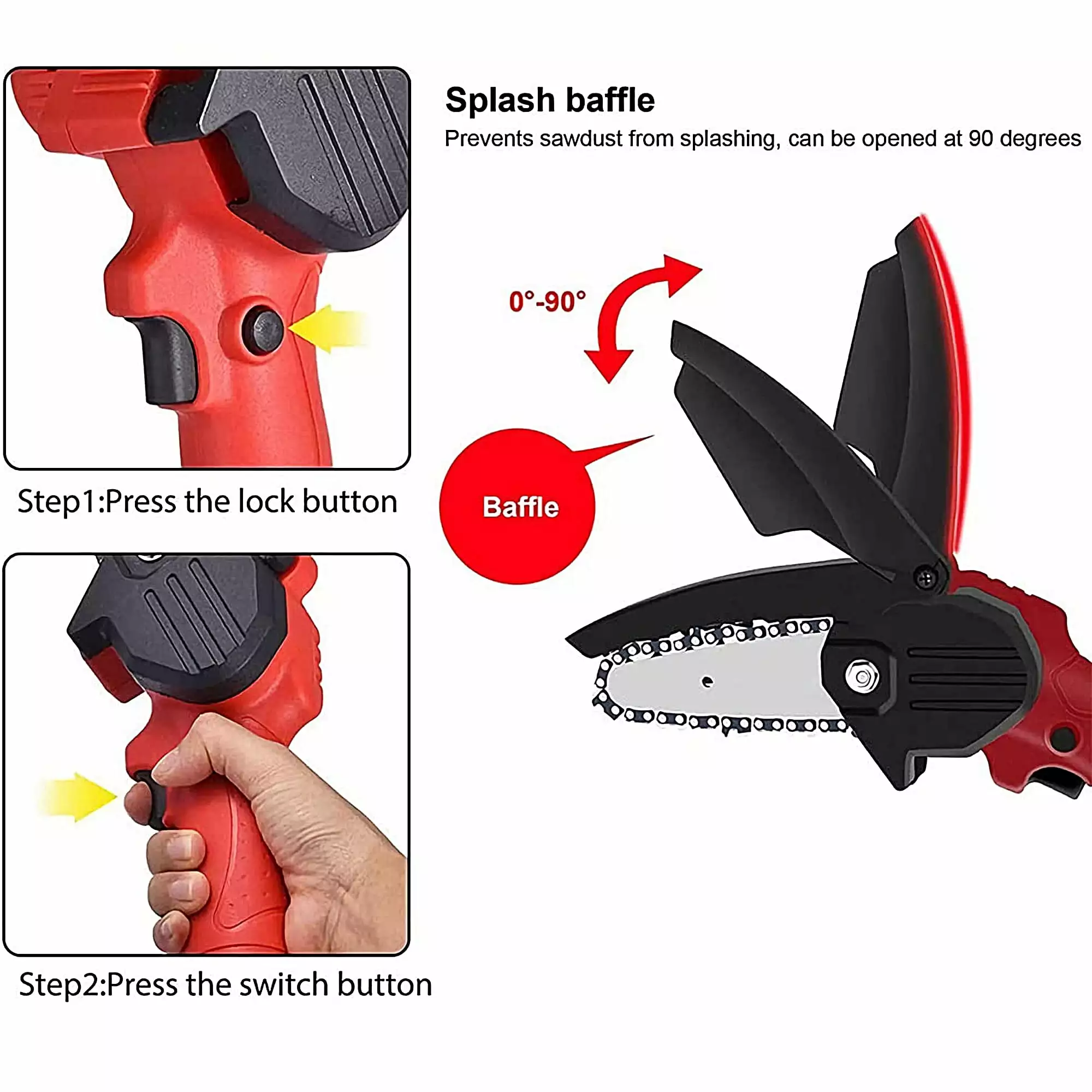 Mini Chainsaw 6-Inch Battery Powered - Cordless Electric Handheld ...