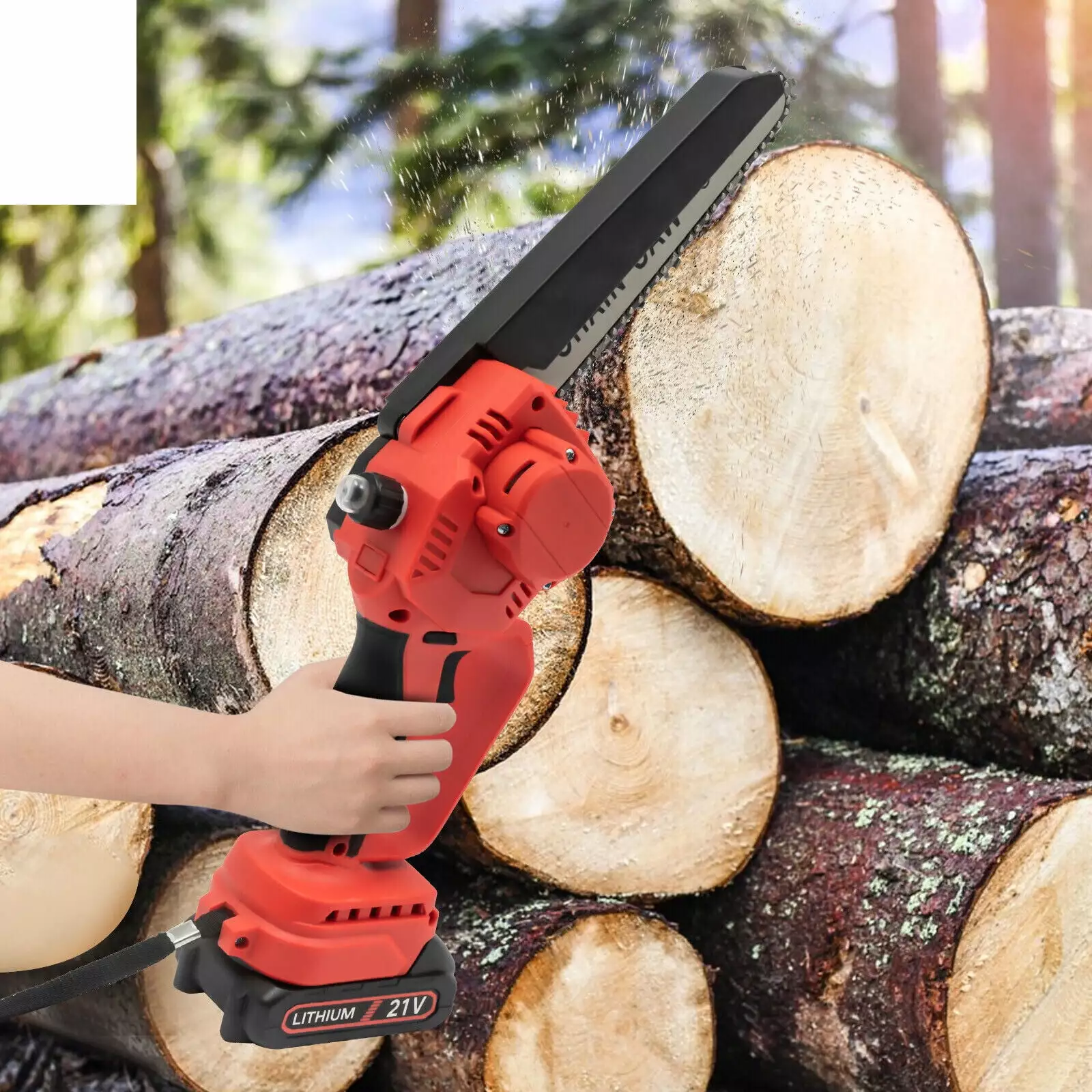 Miumaeov 21V Mini Chainsaw Cordless 8 Inch Handheld Electric Chain Saw ...
