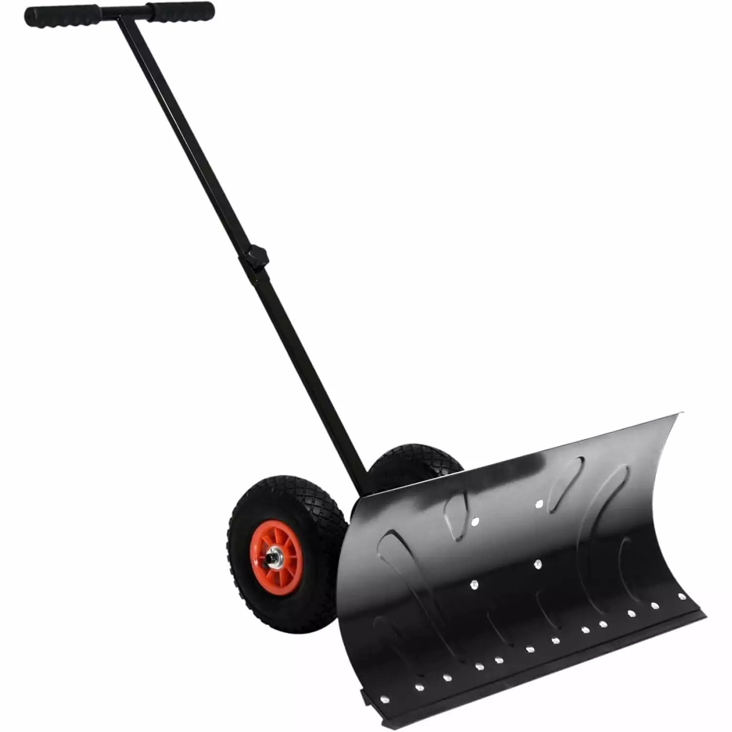Outsunny Snow Shovel With Wheels. Heavy-Duty Metal Snow Pusher ...
