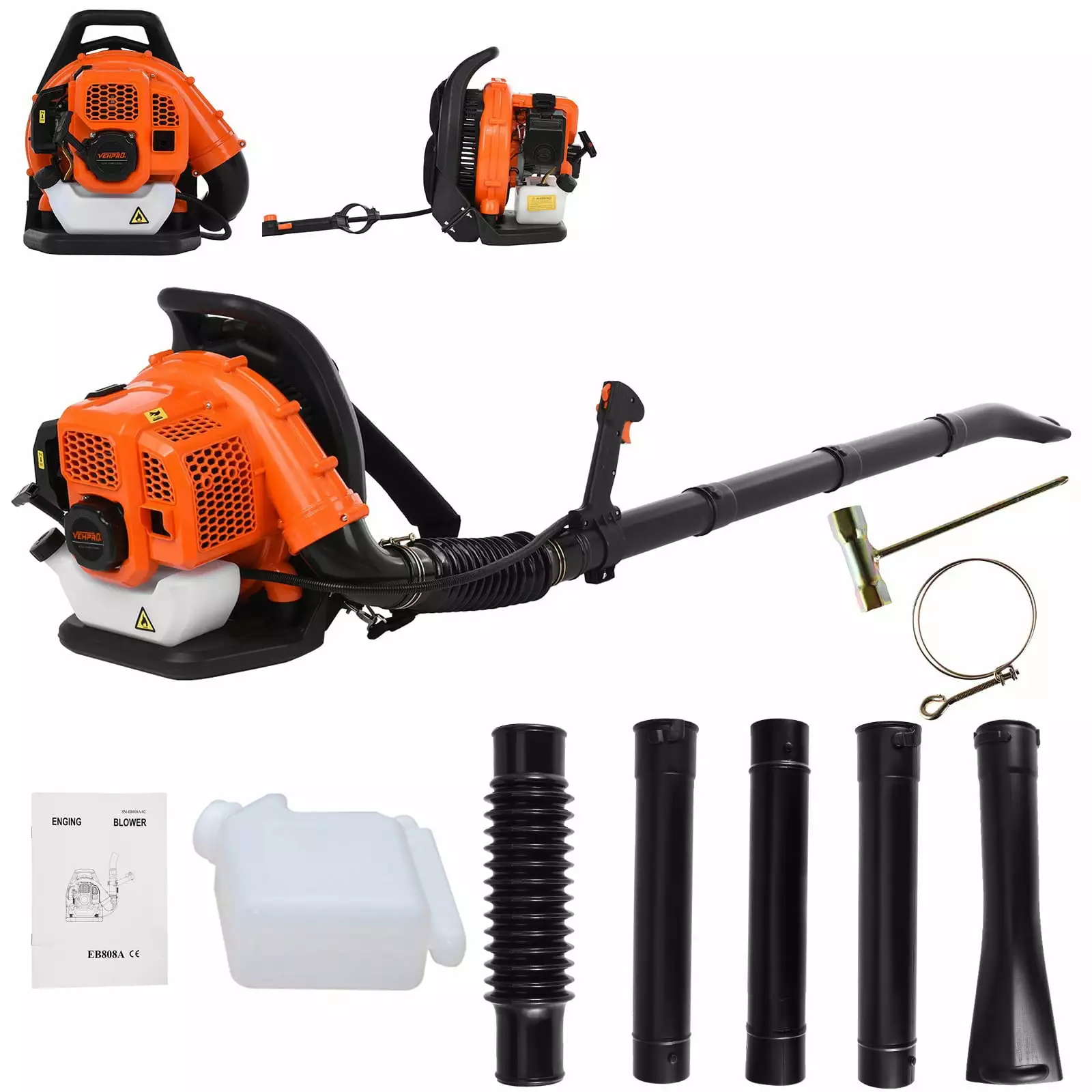 Petrol Backpack Leaf Practical 2-Stroke. Powerful 1.25 KW. Snow Blower ...