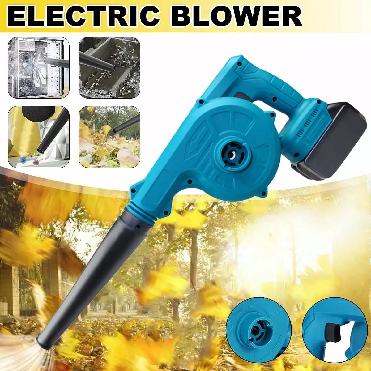 Pluokvzr Cordless Leaf Blower 21V Electric Mini Handheld Air Blower ...