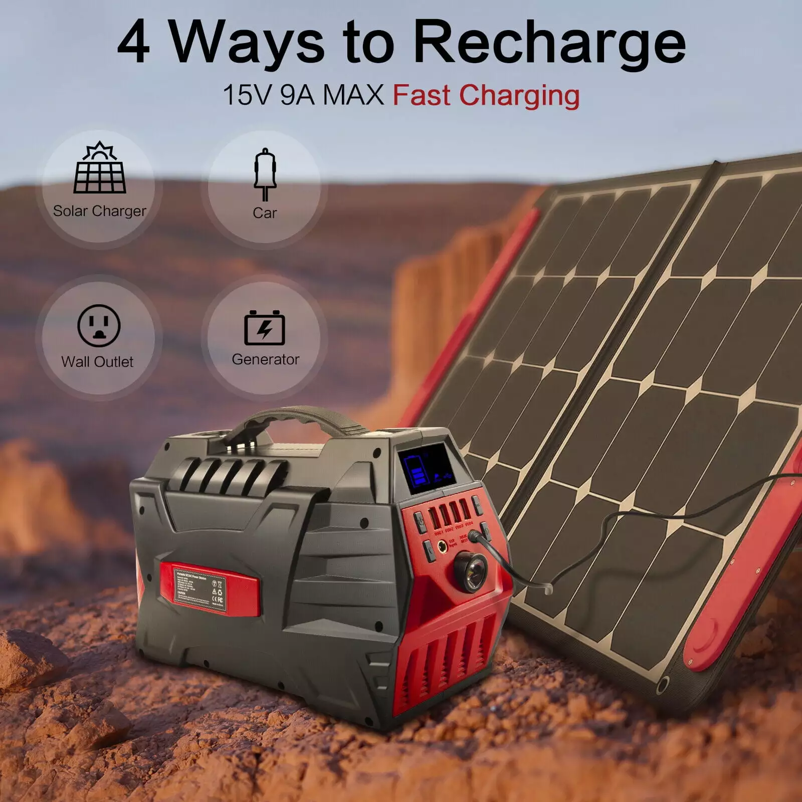 Portable Power Station Solar Battery Generator 500W Lithium Battery ...