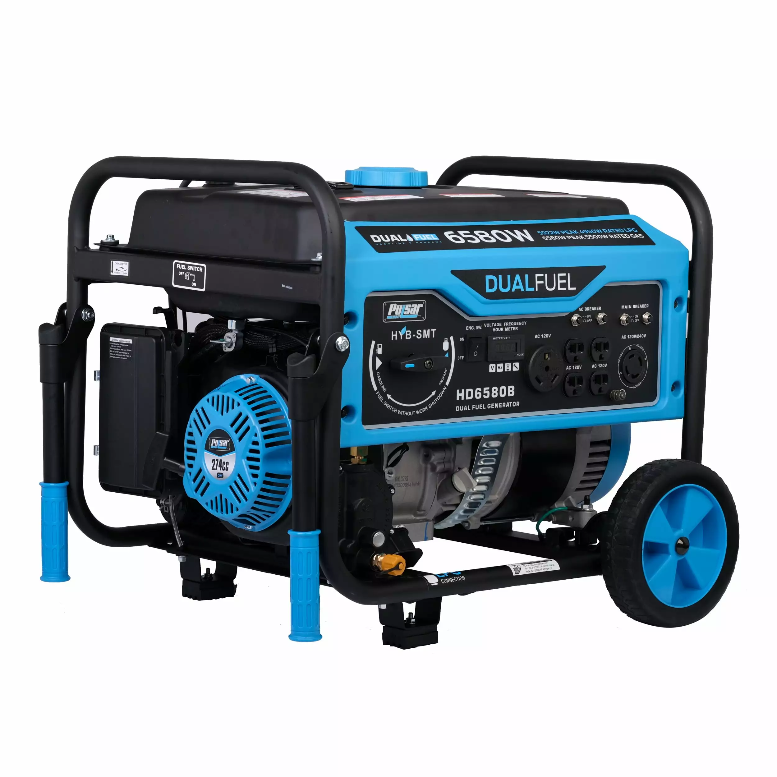 Pulsar 6580-Watt Dual Fuel Travel-friendly Generator HD6580B - CARB ...