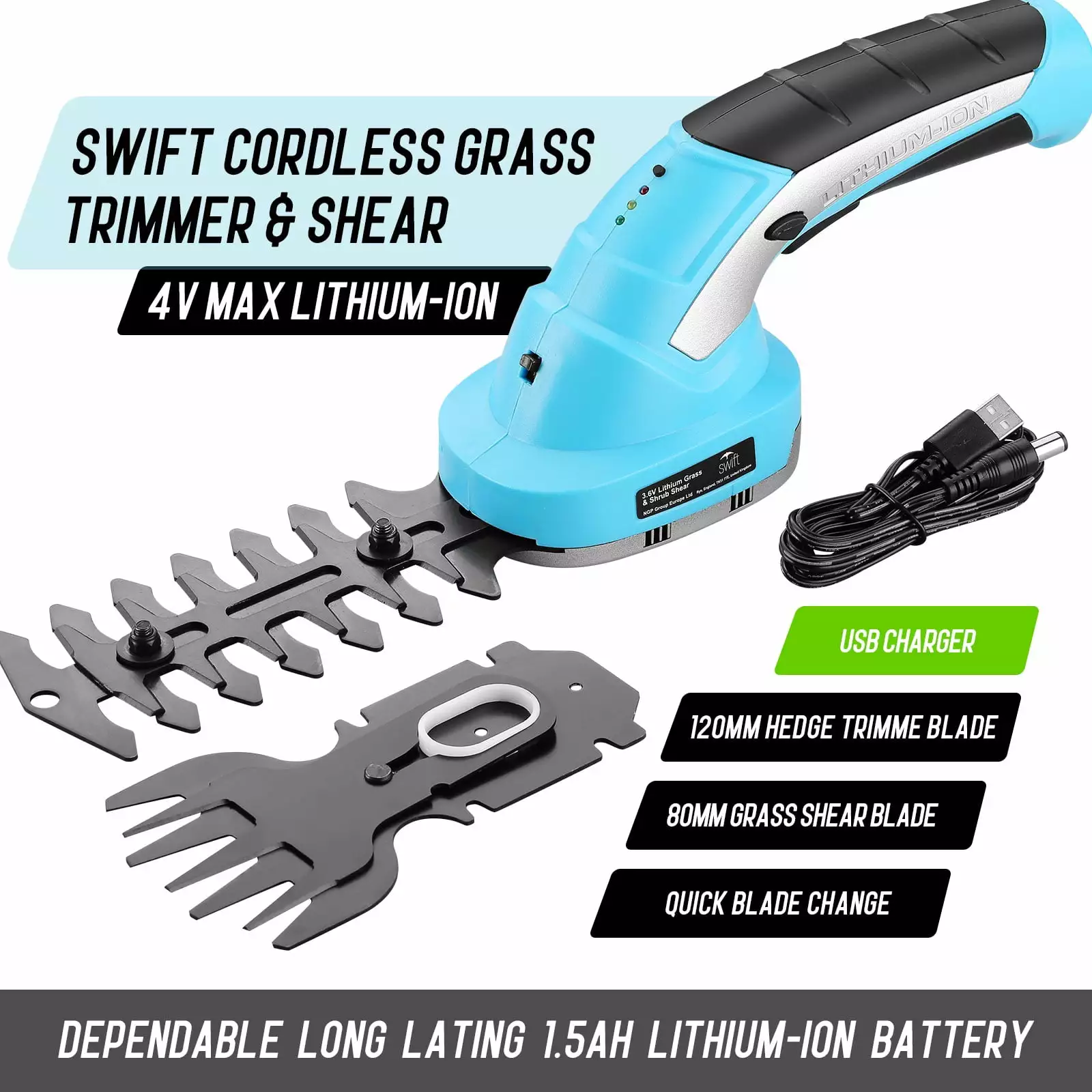 Redback 4V Max Cordless Mini Hedge Trimmer Grass Shear Battery Grass ...