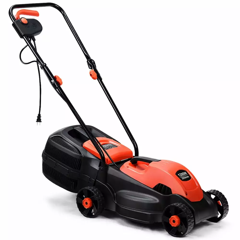 Resenkos 14 Inch Electric Push Lawn Corded Mower With Grass Bag-Red ...