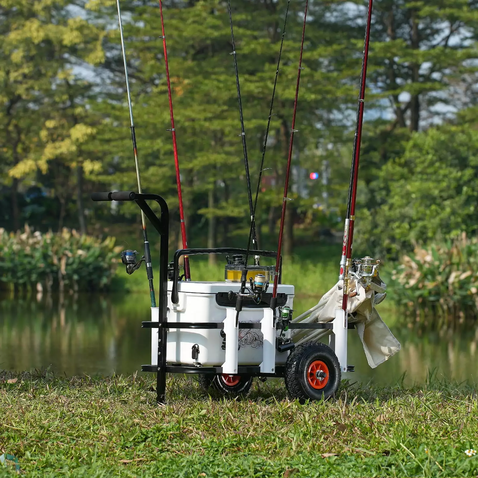 SKYSHALO Beach Fishing Cart Fishing Trolley 200 Lbs With Balloon Tires ...