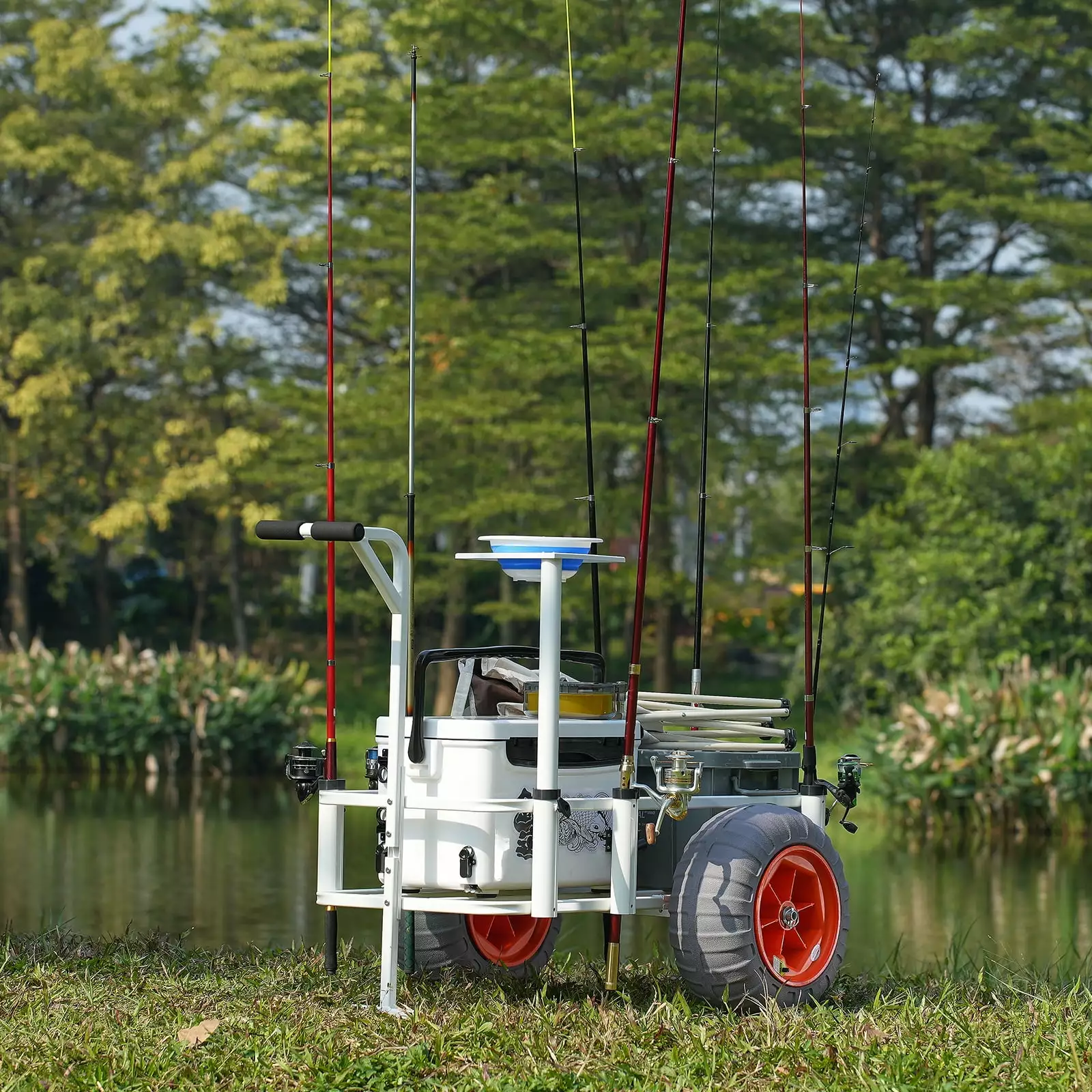 SKYSHALO Beach Fishing Cart Fishing Trolley 350 Lbs With Balloon Tires ...