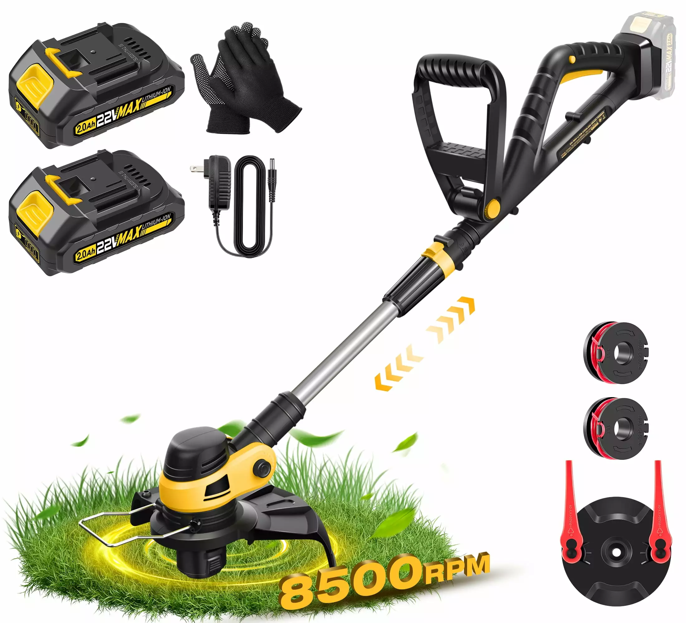 Saker 22V 12 String Trimmer Grass Trimmer/Edger/Mini-Mower Cordless ...