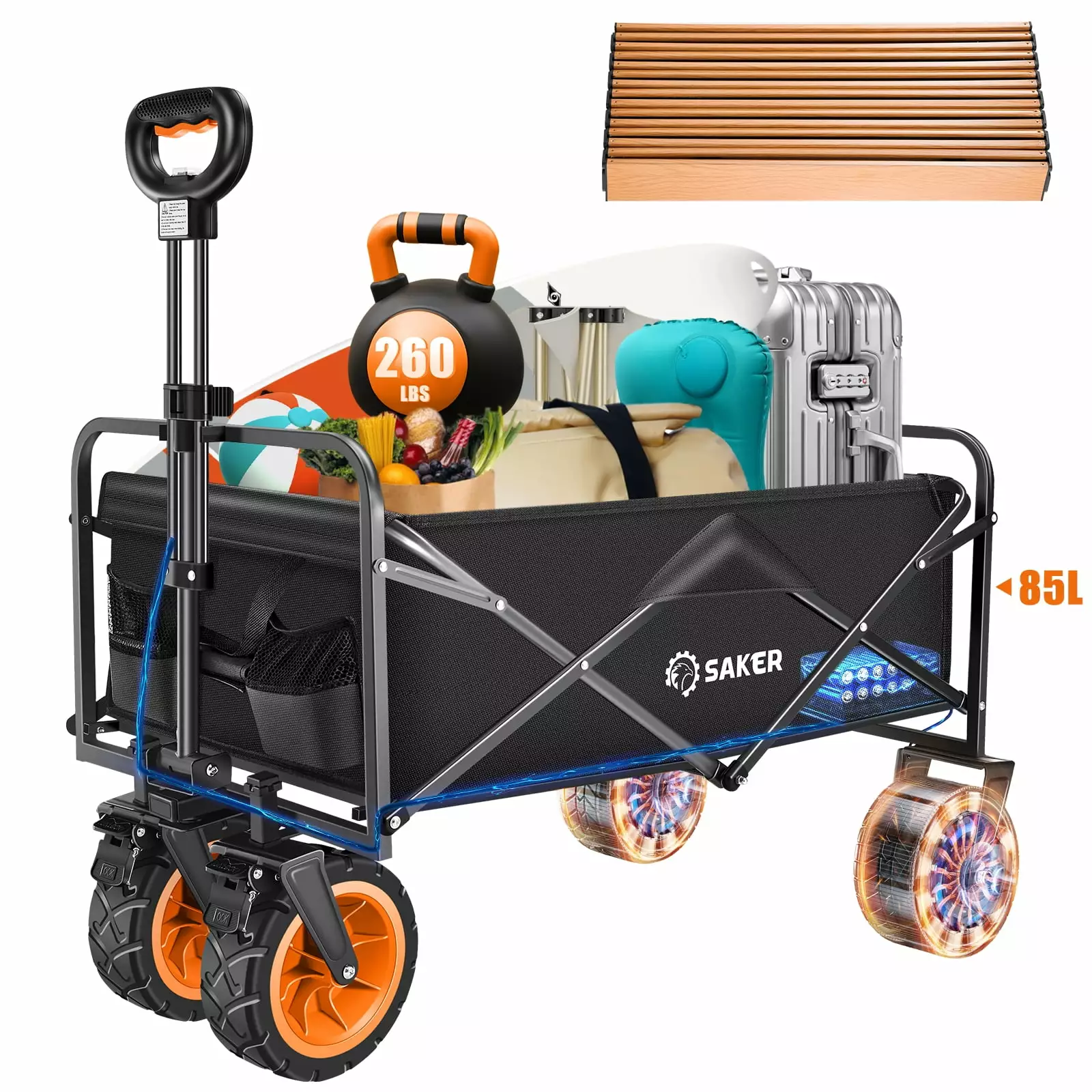 Saker Electric Utility Wagon Collapsible Wagon. Heavy Duty 85L Wagon ...