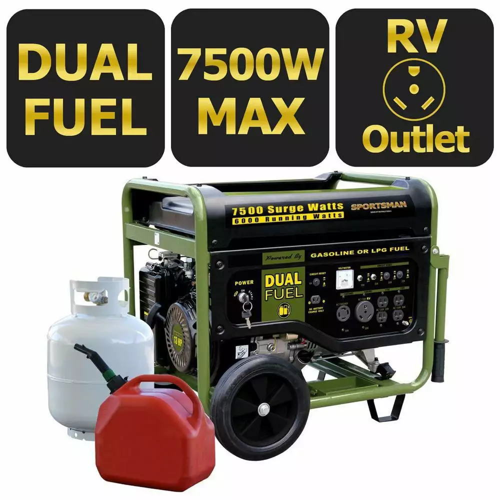 Sportsman 7500 Watts Dual Fuel Portable Generator - Outdoor Power ...