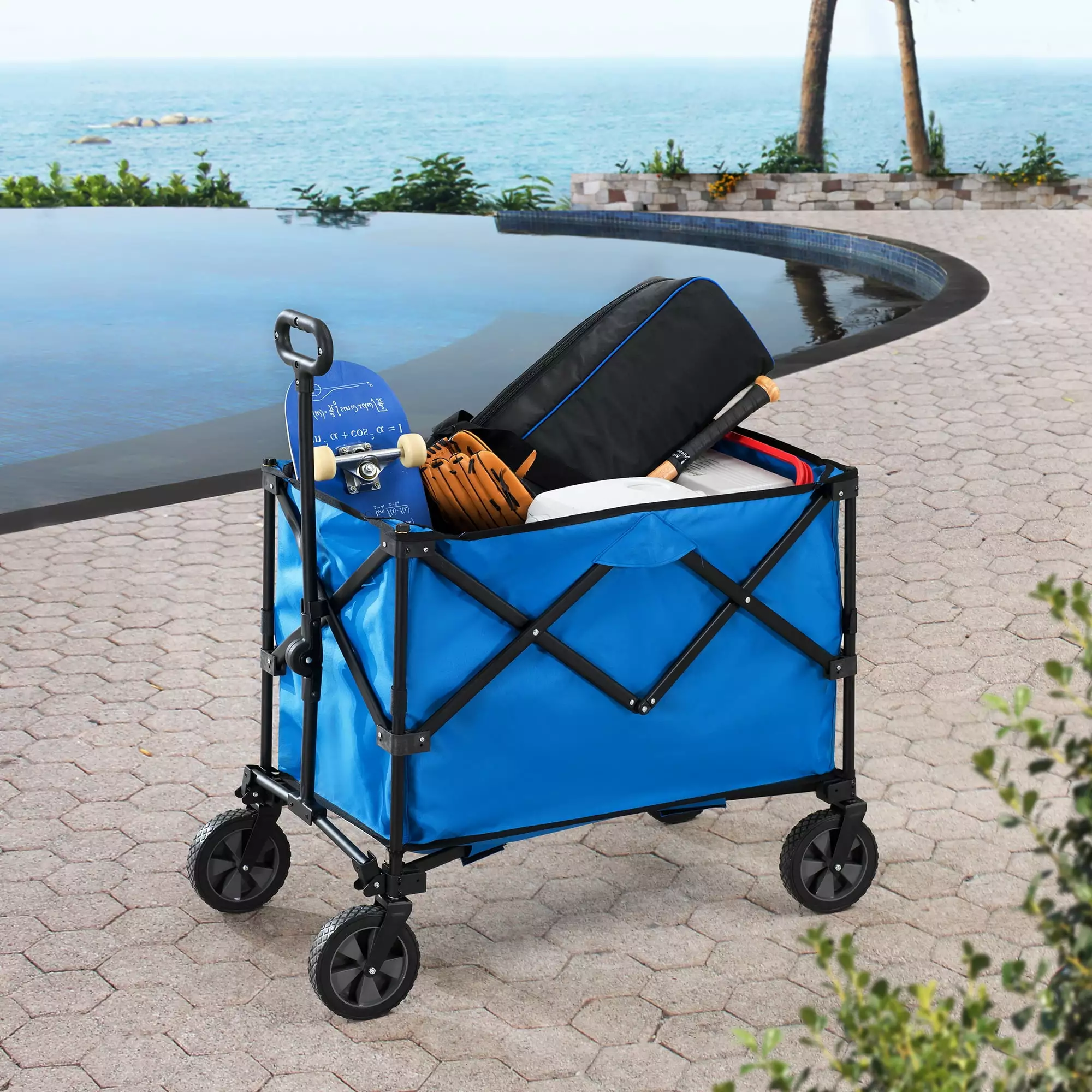 Sunjoy Collapsible Folding Wagon Cart With 255L Oversized Capacity And ...