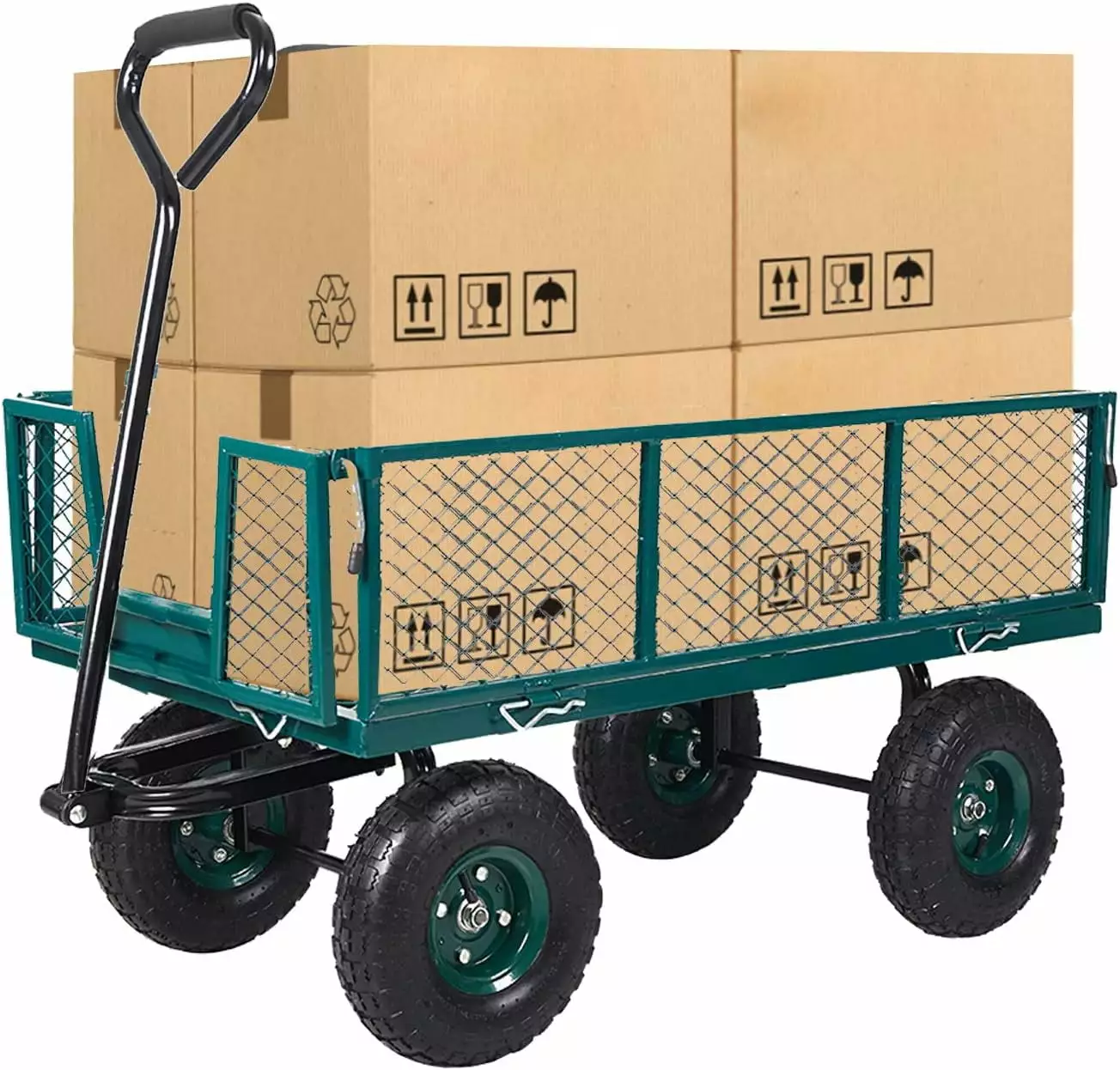 Trailer Large Folding Wagon Side Cart 560lbs Load Capacity. Handling ...